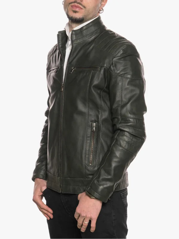 Buy Attila Green Leather Biker Jacket - The Wonder Jackets