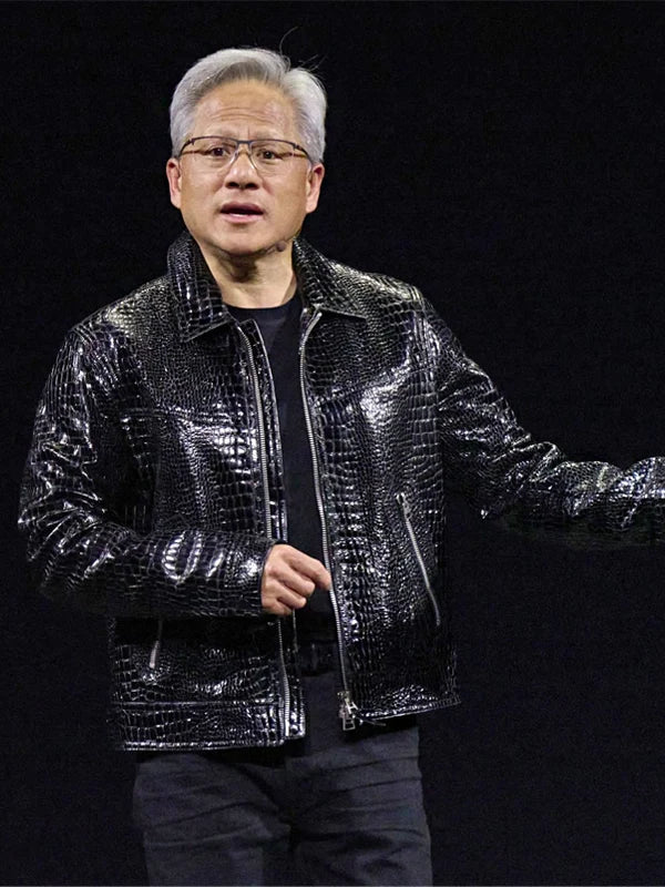 CES 2025 Jensen Huang Leather Jacket | Crocodile Jacket Black – The ...