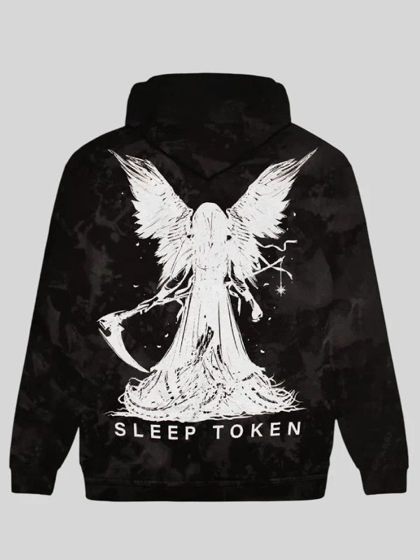 Buy Sleep Token Reaper Angel Tie Dye Hoodie Grey - Black – The Wonder ...
