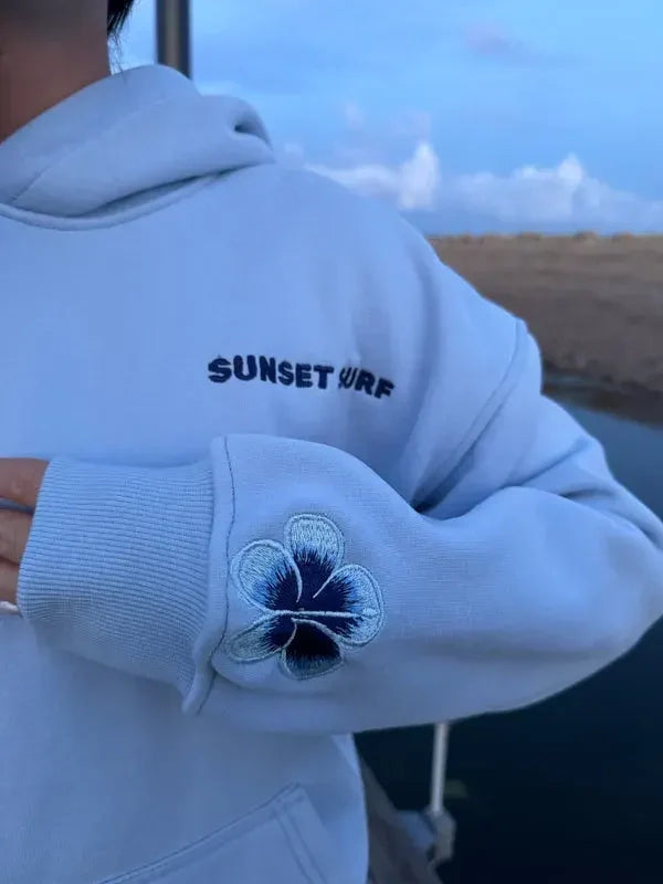 Buy Sunset Surf Blue Hibiscus Hoodie - The Wonder Jackets