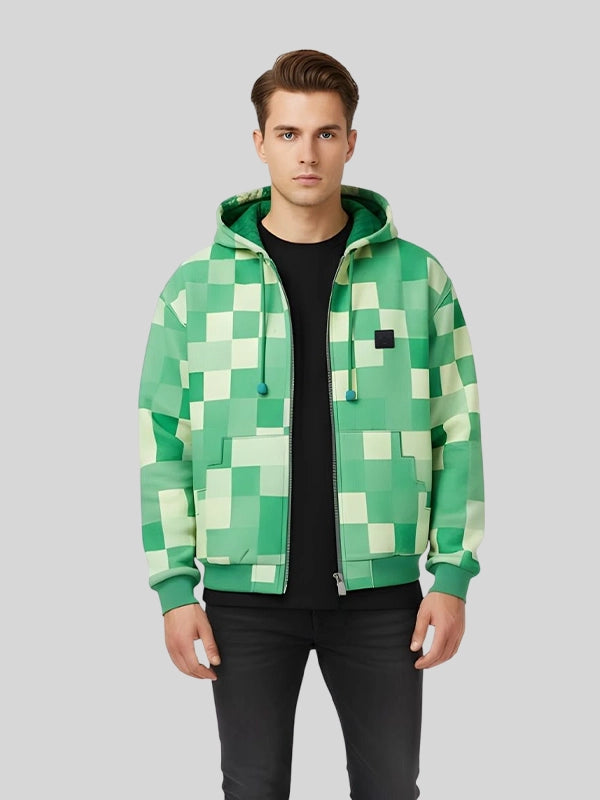 Buy Very Cool x Minecraft The Creeper Green Hooded Zipper Jacket Green ...