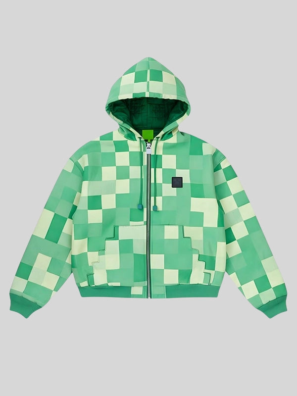 Buy Very Cool x Minecraft The Creeper Green Hooded Zipper Jacket Green ...